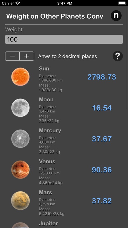 Weight on Other Planets Conv by Nitrio