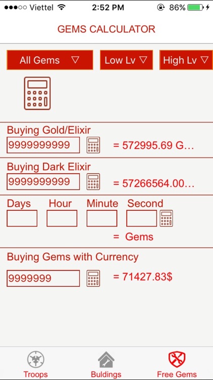 Calculator Sheet Gems for Clash of Clans - Unlimited Guide without Hack & Cheats by Duc NT
