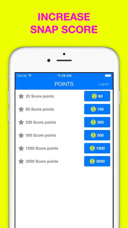 Score for Snapchat Increment User Points Stories by Furlan Paolo