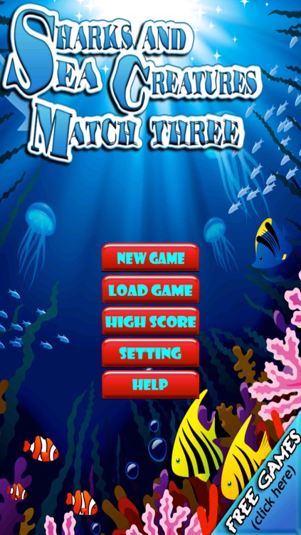 A Match Three Sea Creatures and Sharks Game Free by iWEBss.com