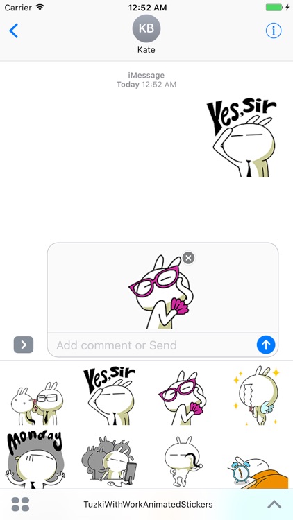 Tuzki With Work - Animated Stickers by Thiet Duong