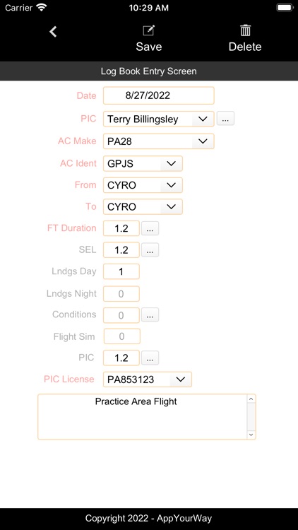 Aviation eLog Book by Terry Billingsley