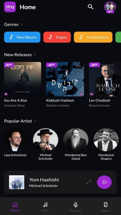 Zing JewishMusic Streaming App by Yoel Steinmetz